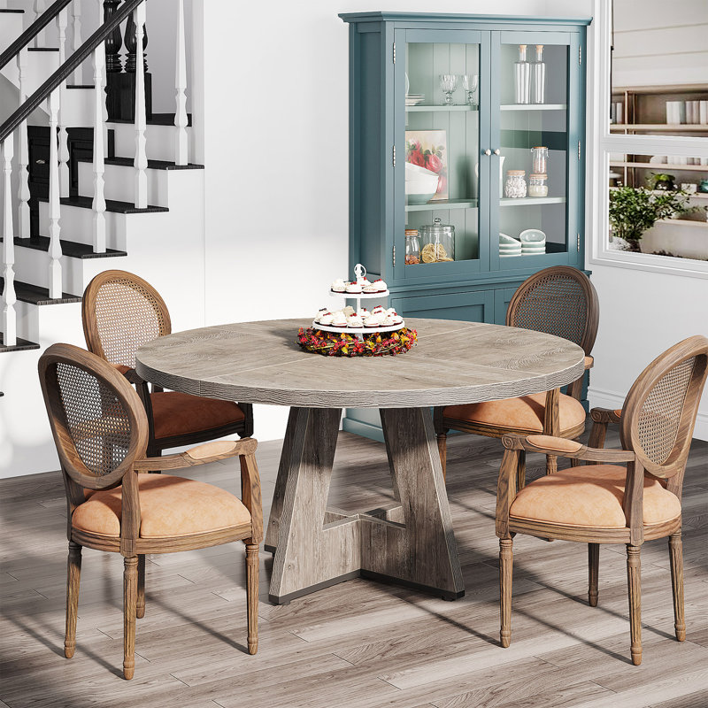 Ebern Designs 47 Inch Round Dining Table for 4 Farmhouse Kitchen Table ...