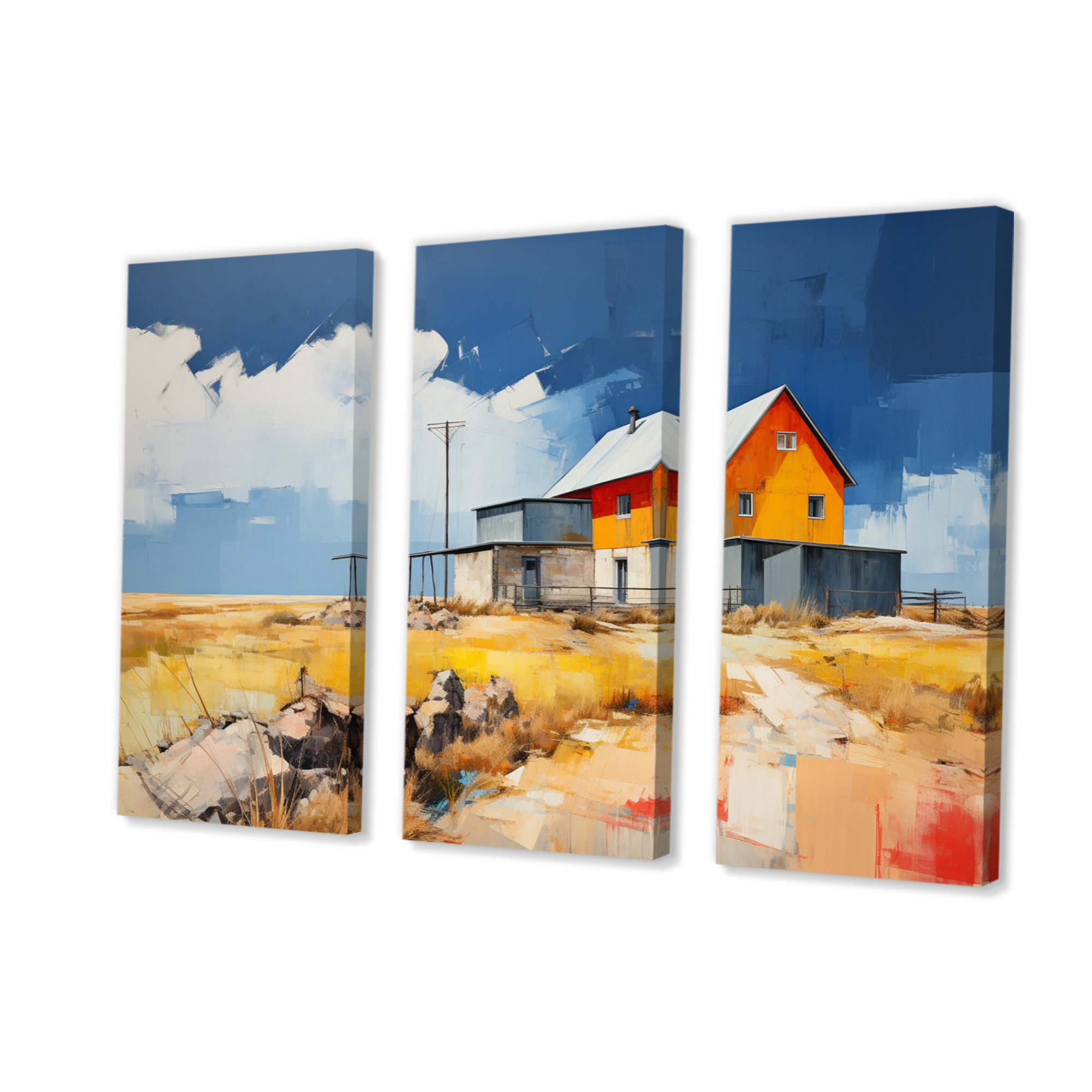 Winston Porter Farmhouse Farmstead Abstraction II - 3 Piece Wrapped ...