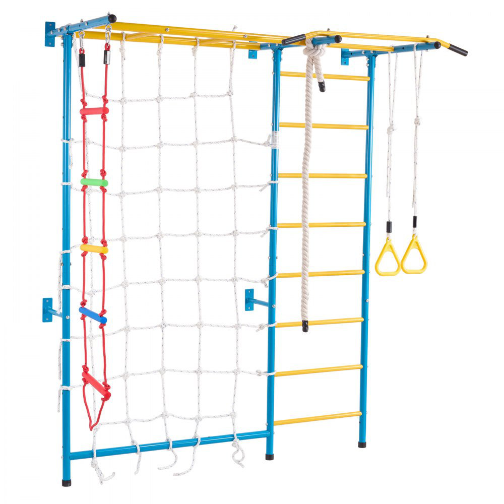 VEVOR Wall Gym for Kids 7 in 1 Steel Indoor Kids Gym for Exercise ...