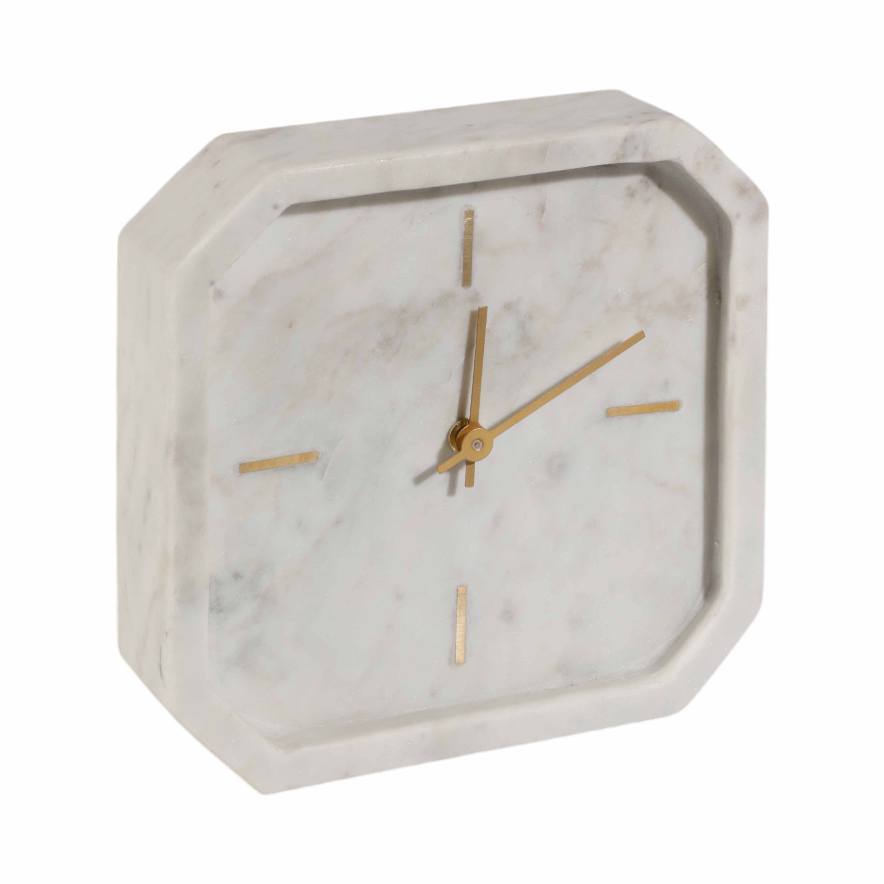 Latitude Run® Stone Marble Clock Modern Glam Style Decorative Accent ...