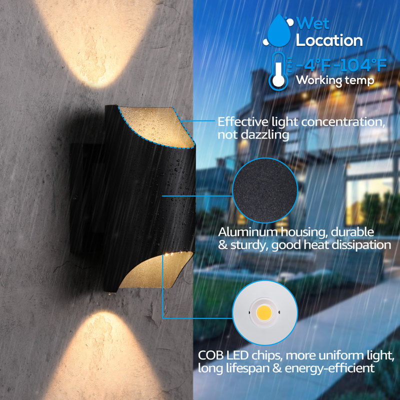 LEDVANS Integrated LED Cylinder Up Down Wall Light Outdoor, 24W 2250lm ...