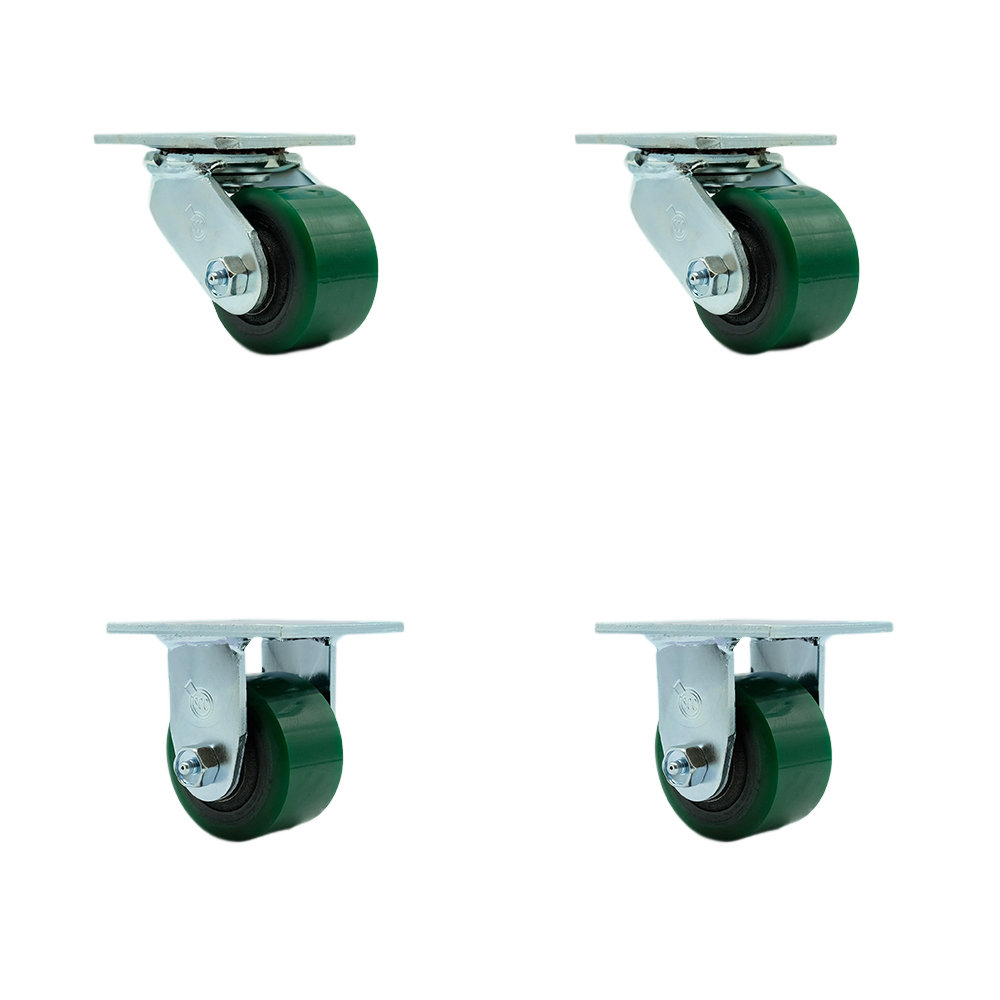 Service Caster 4 Piece Poly Steel Ball Bearing Caster Set with 2 Swivel ...