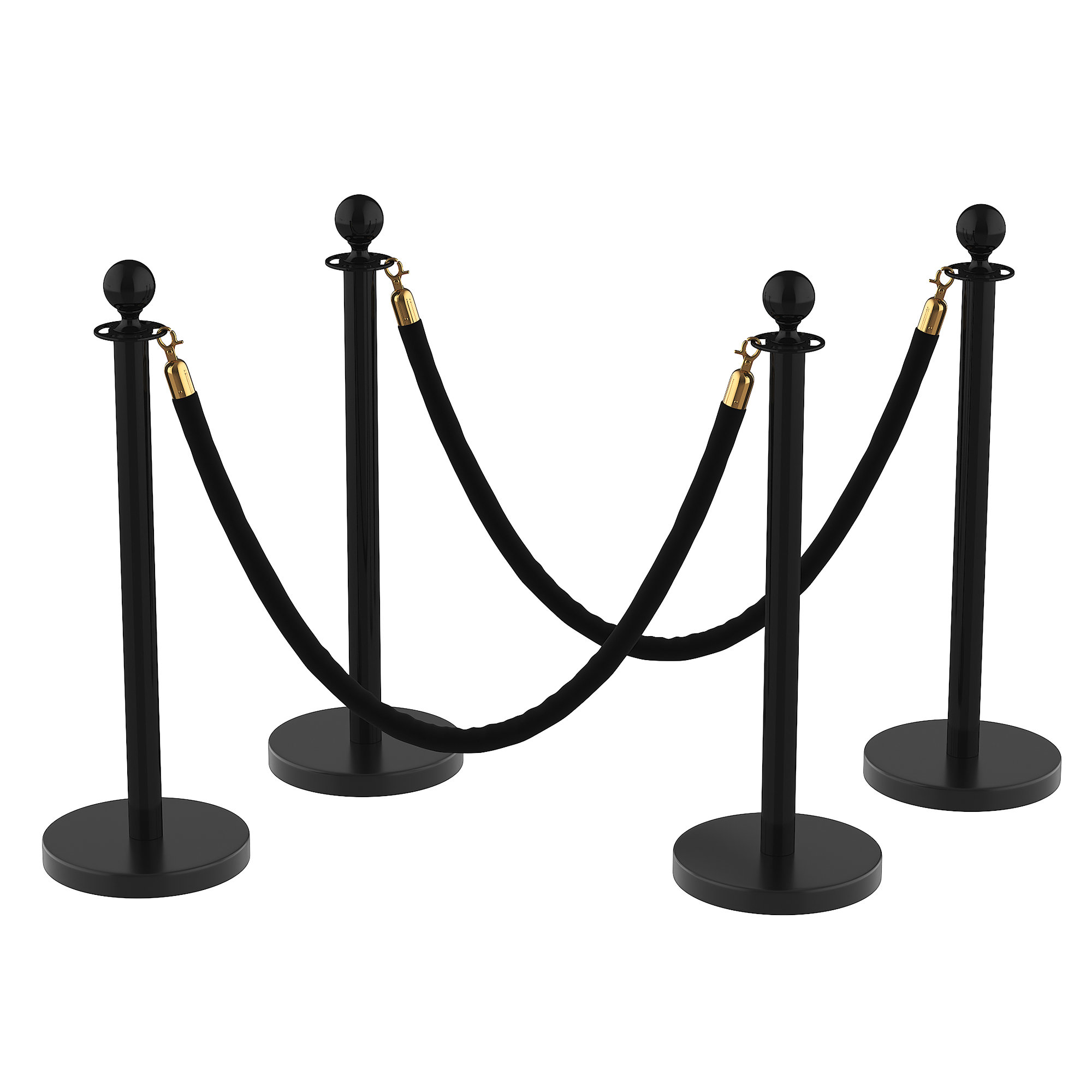 FXSGER 4PCS Stanchions and Black Velvet Ropes Set - Crowd Control ...