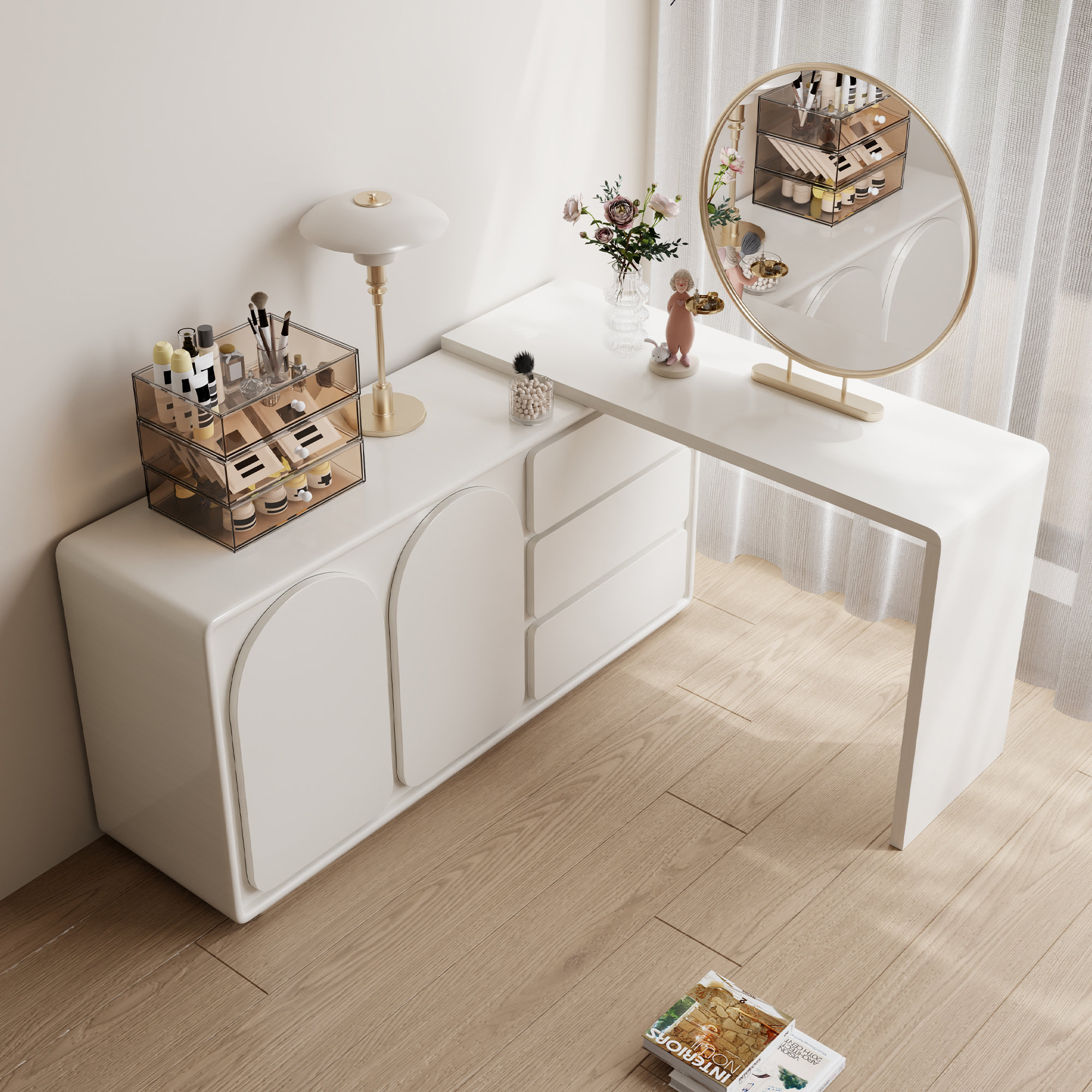 Hokku Designs Earnell Modern Home Office Expandable Dresser Desk Combo ...