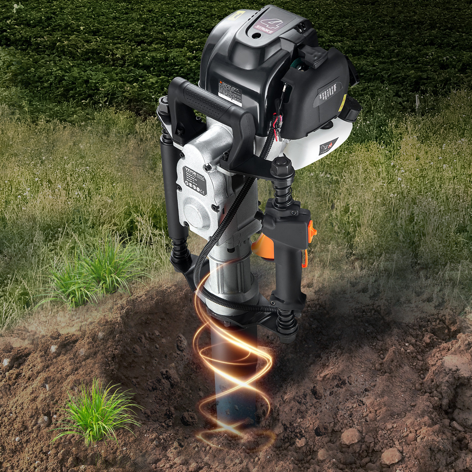 17 Stories 37.77cc Gas-Powered T Post Driver 4-Stroke Fence Piling ...