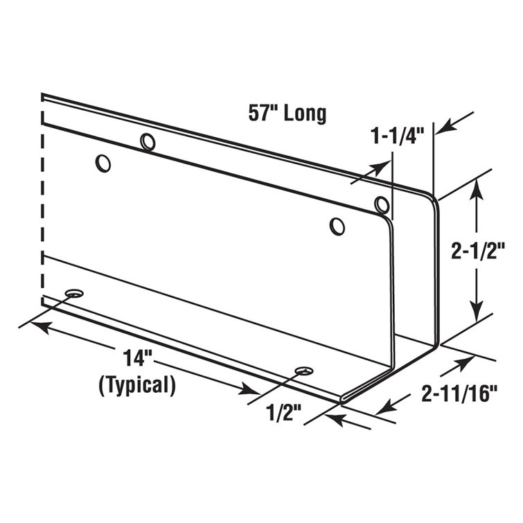 Prime-Line One Ear Wall Bracket, For 1-1/4 Inch Panels, Stainless Steel ...