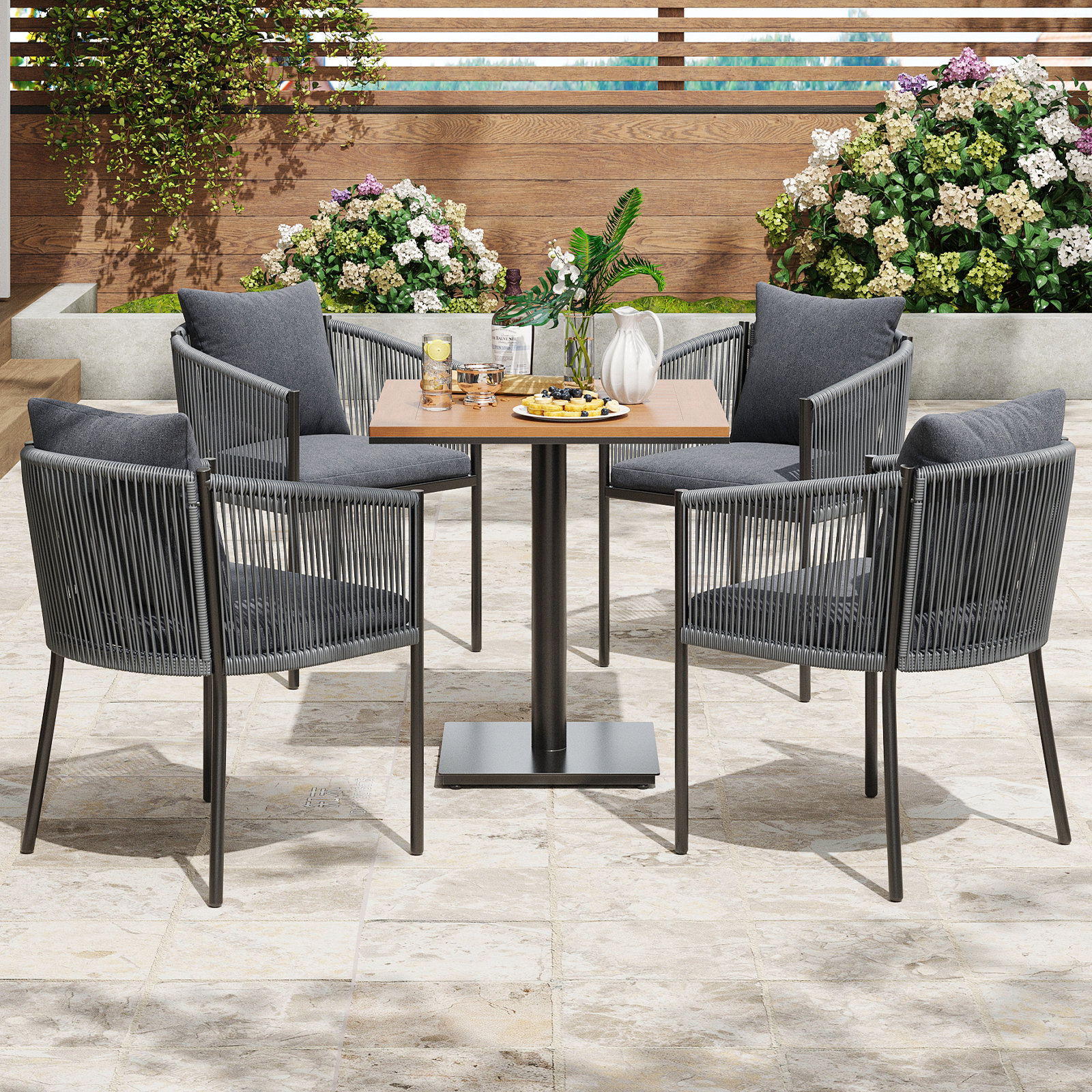Bayou Breeze 4 - Person Round Table Outdoor Dining Set & Reviews | Wayfair