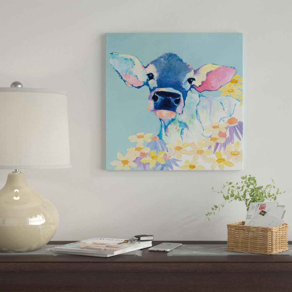 East Urban Home 'Bessie With Flowers On Teal' By Avery Tillmon Graphic ...