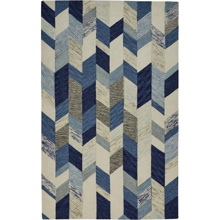 AllModern Finn Hand Tufted Graphic Rug, Blue/Ivory & Reviews | Wayfair