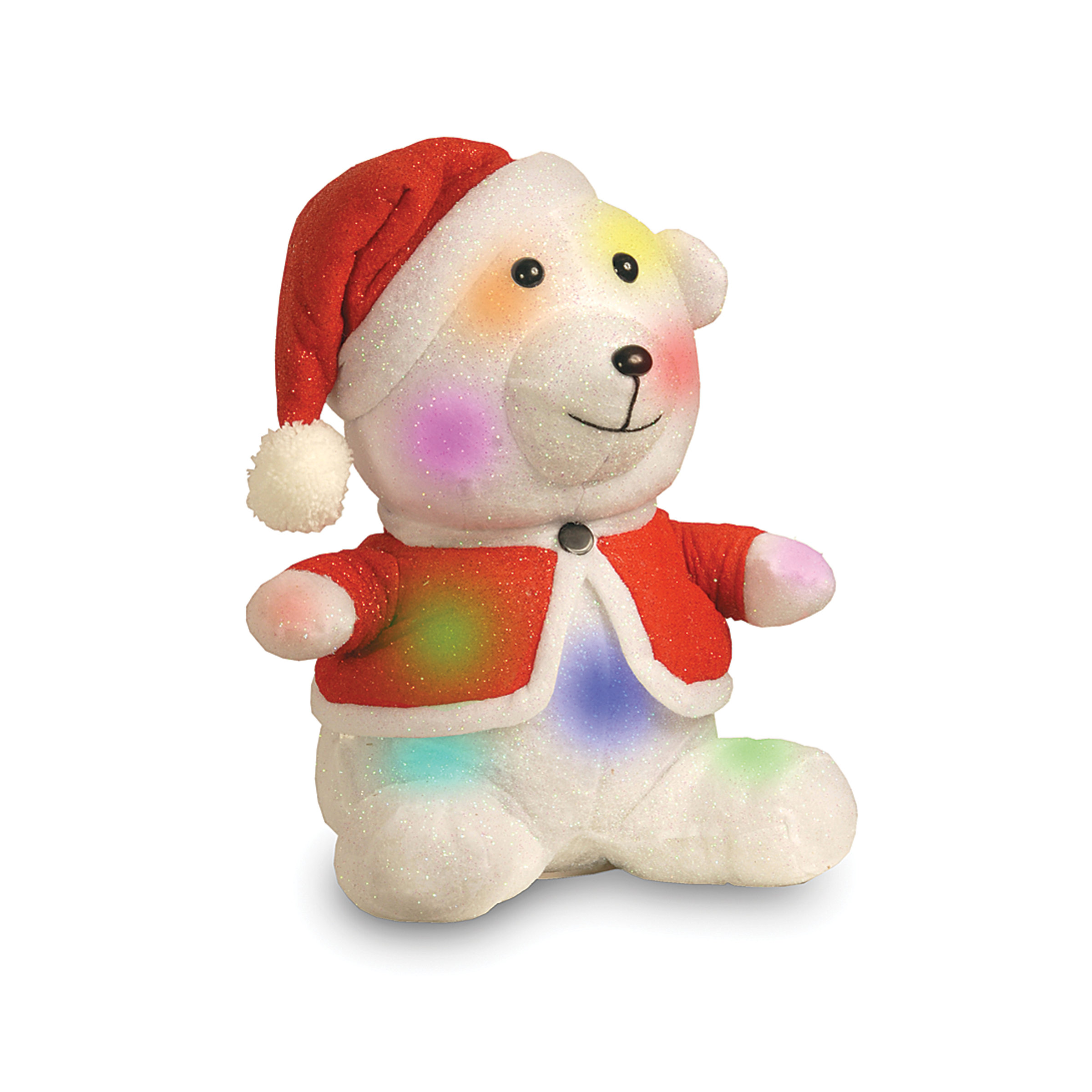The Holiday Aisle® Pre-Lit 13" Cotton Bear with Battery Operated LED ...