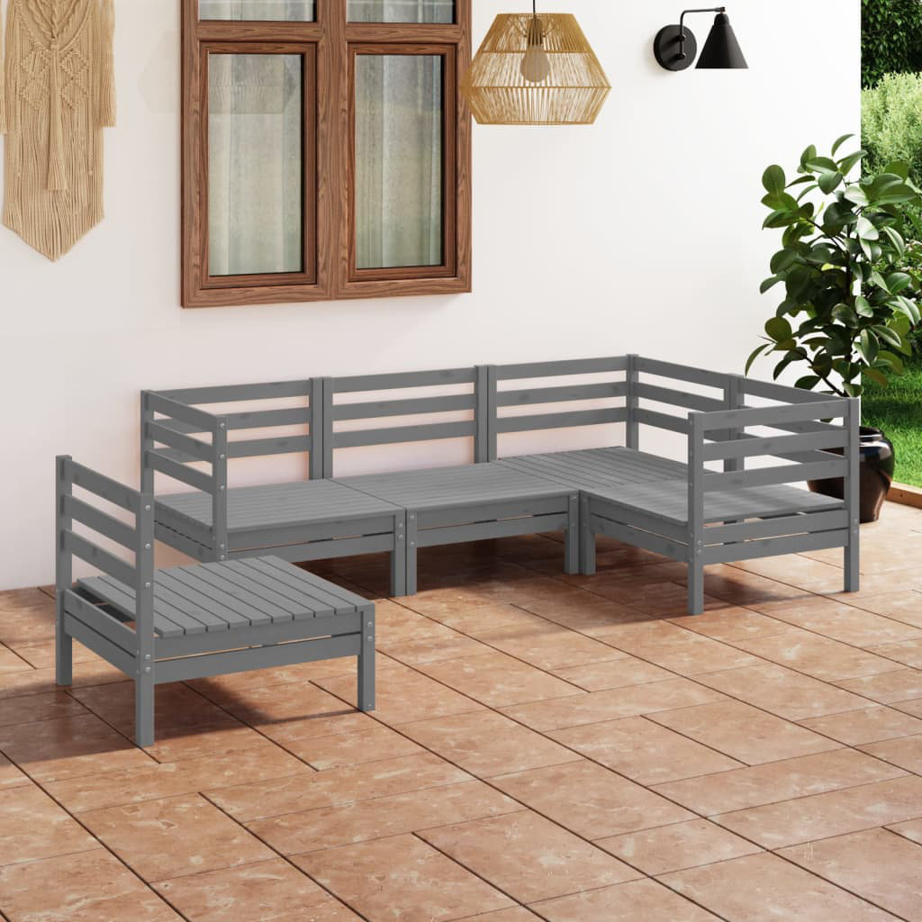 Latitude Run® Garden Lounge Set Grey Solid Pinewood Modular Garden ...