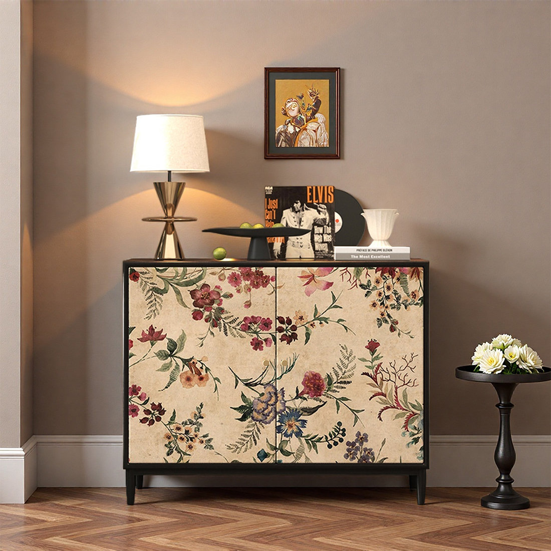 Latitude Run® Floral Pattern Pine Frame Storage Cabinet - Wayfair Canada