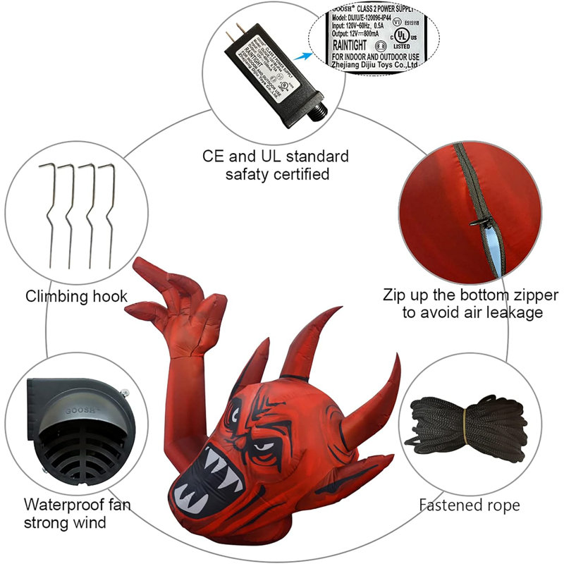 The Holiday Aisle® Halloween Inflatable 6 FT Halloween Inflatables Red ...