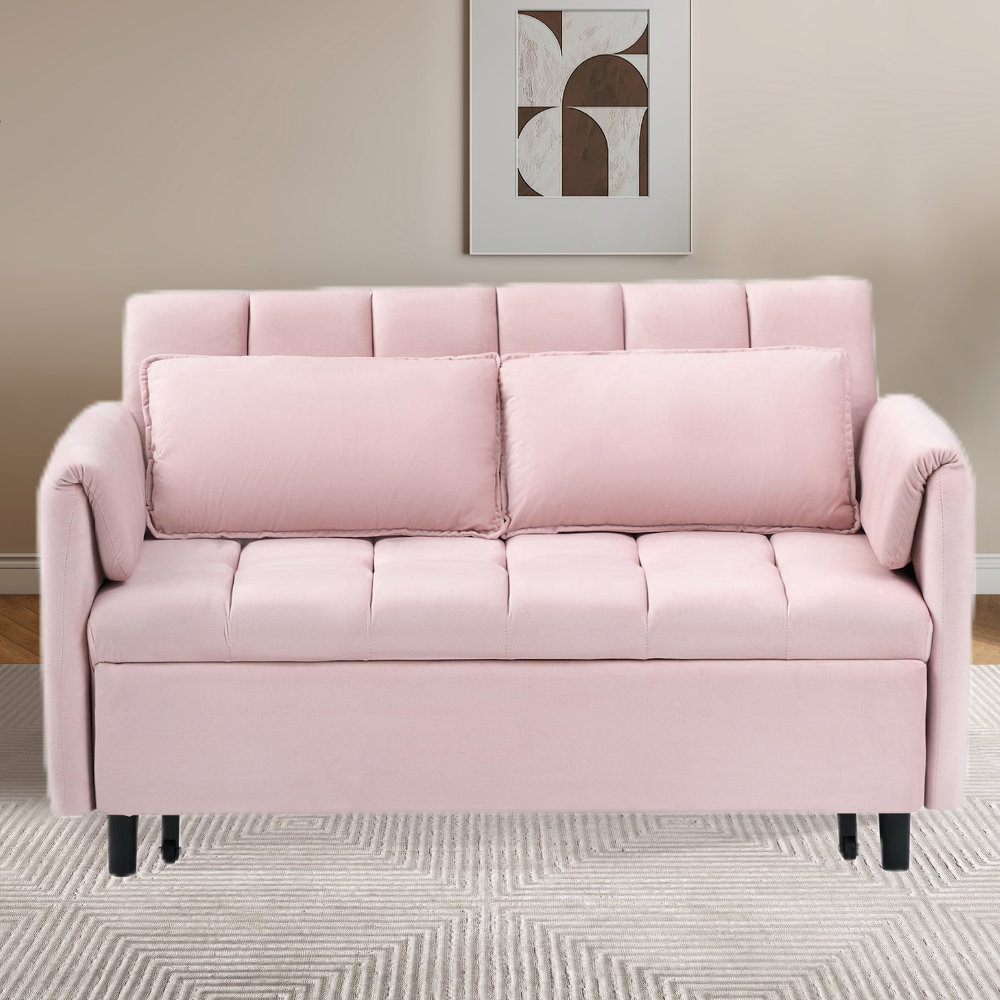 Mercer41 52 "pink Modern Velvet Sofa Bed - Wayfair Canada