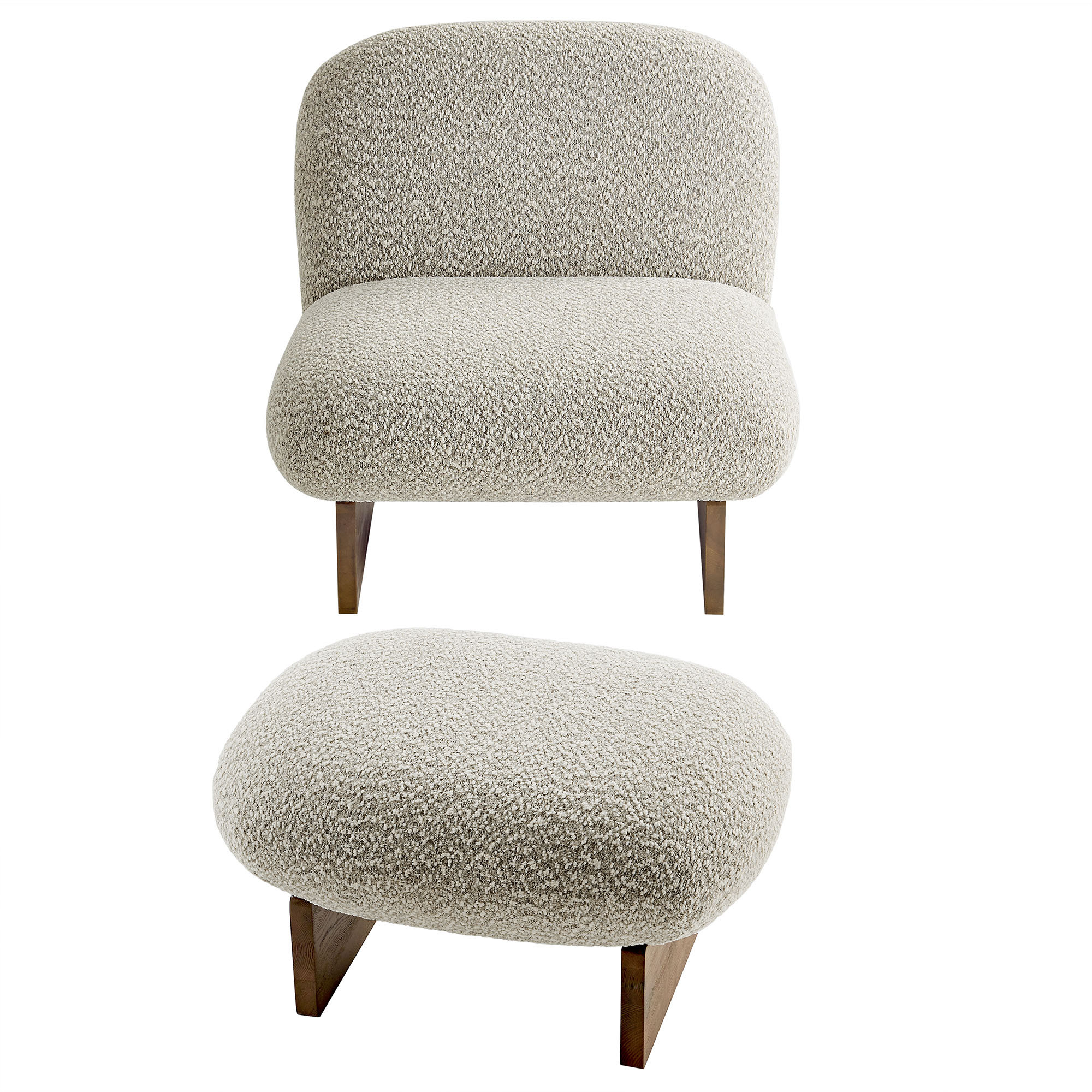 Modway Loyal Boucle Fabric Accent Chair And Ottoman Set | Wayfair