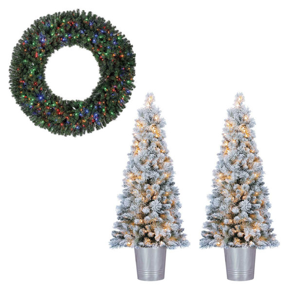 Polygroup Trading Ltd Arbre de Noël vert / blanc 4 pi 6 po avec 300 ...