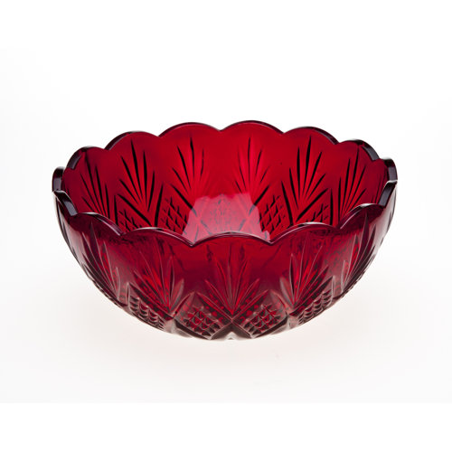 Godinger Silver Art Co Dublin Crystal Red Scalloped Serving Bowl | Perigold