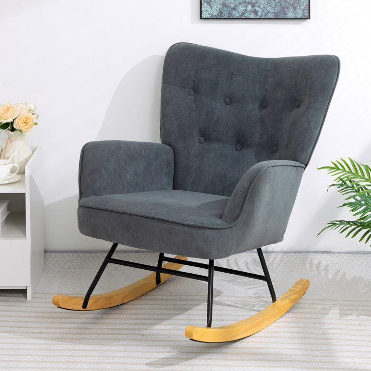 Fjørde & Co Alexandria Velvet Rocking Chair Armchair | Wayfair.co.uk