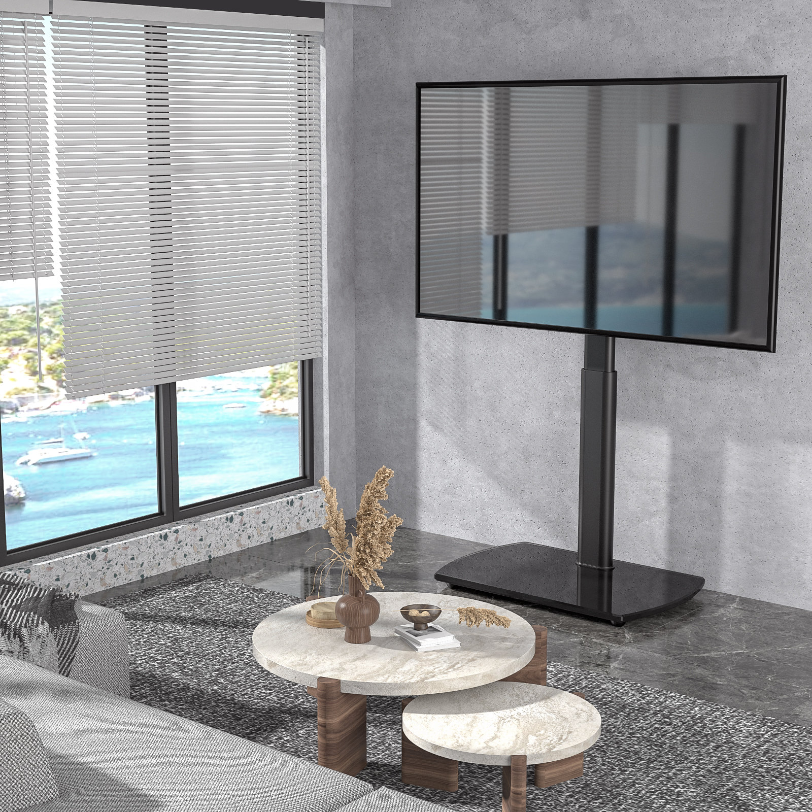 Rfiver Black Floor Stand Mount for Greater than 50" Screens with ...