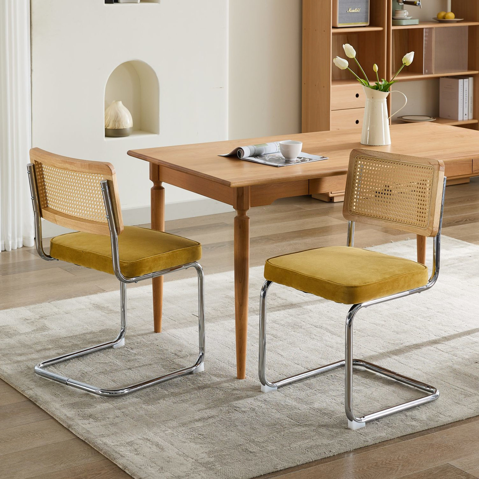 Hokku Designs Mid Century Modern Dining Chairs, Velvet Upholstery With ...