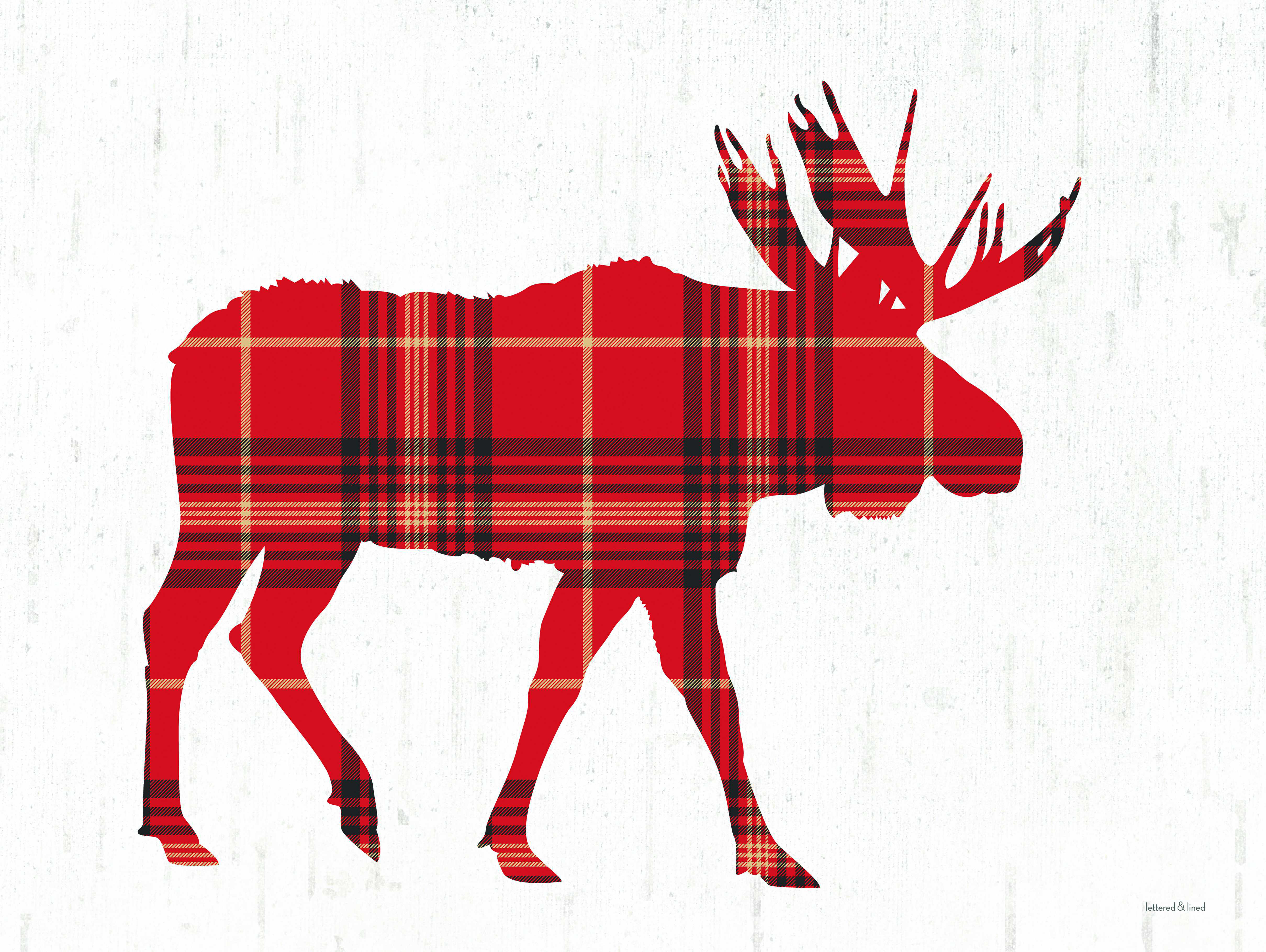 Millwood Pines Plaid Moose by Lettered & Lined - Wrapped Canvas Print ...