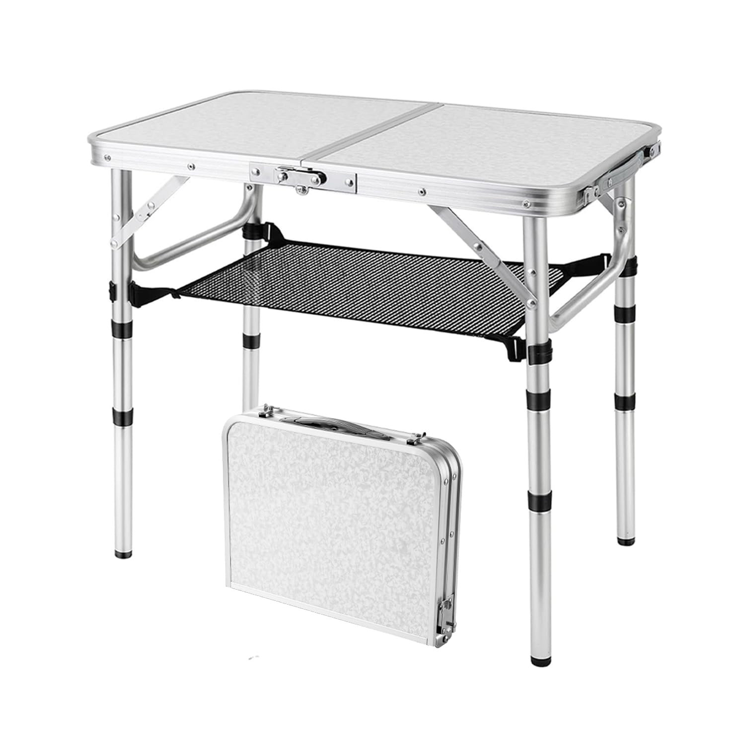 BOJUNTAN Small Folding Table, 3 Adjustable Heights Foldable Table ...