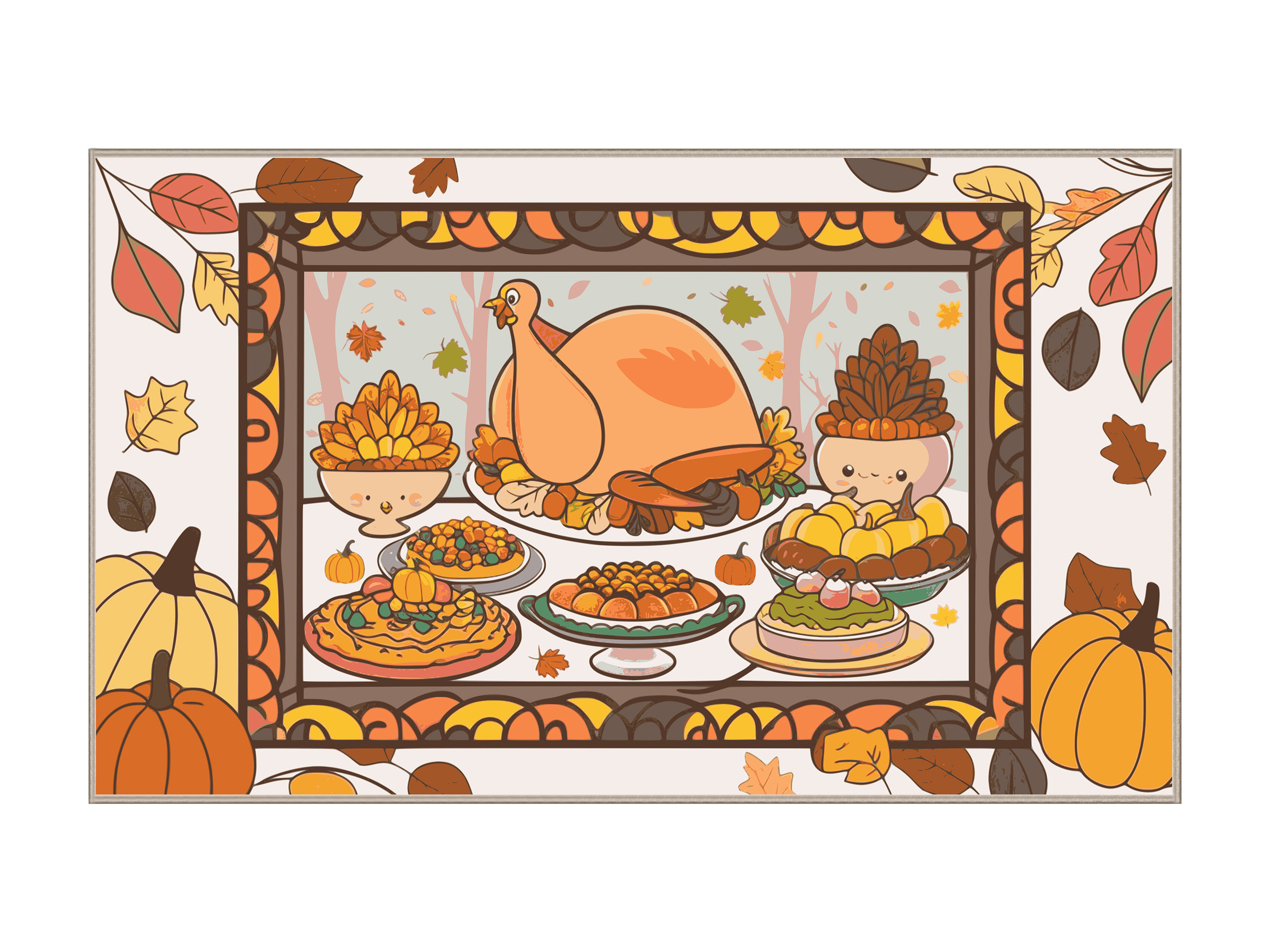 The Holiday Aisle® Thanksgiving Fall Season Holiday Rug | Wayfair