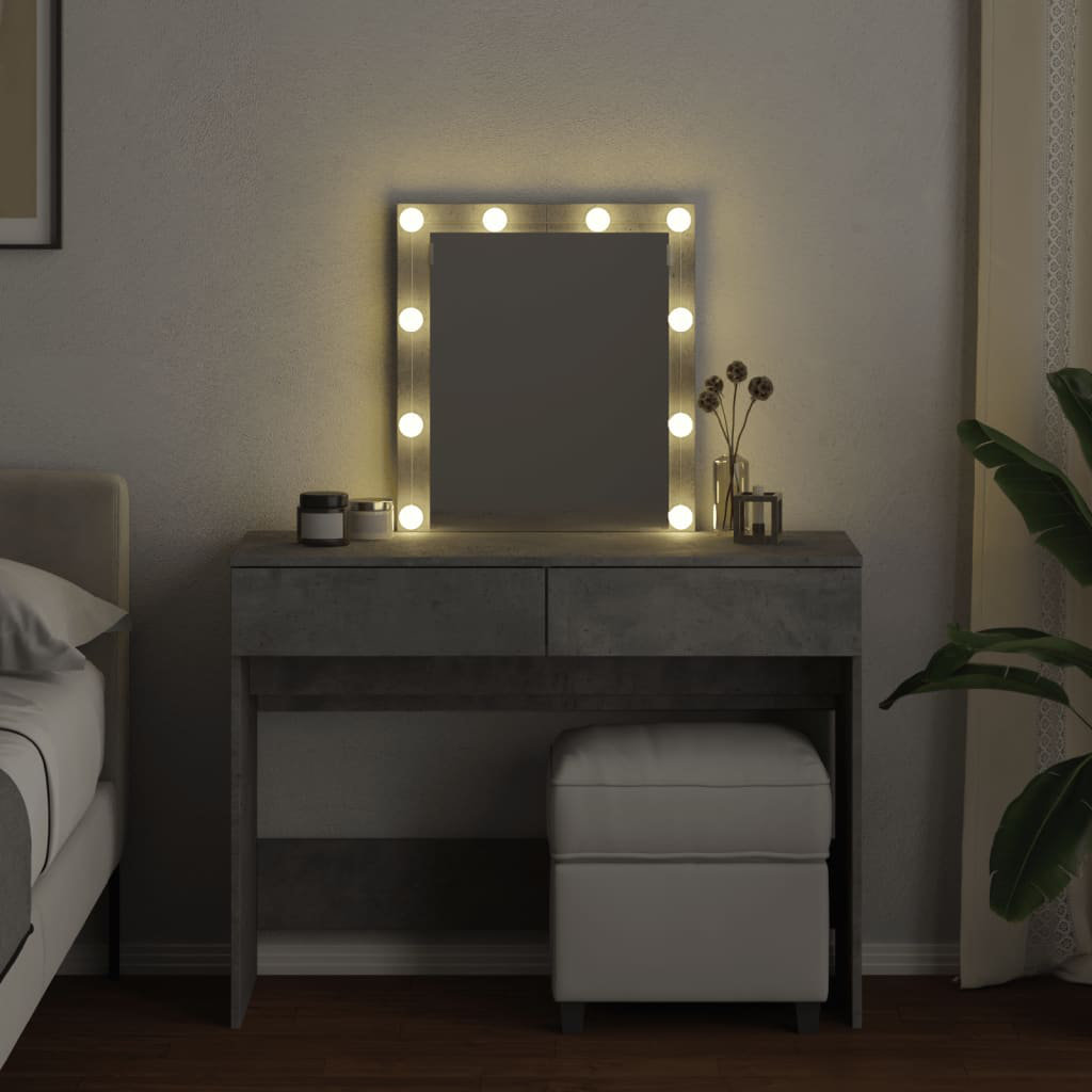 Vidaxl Dressing Table With LED Concrete Grey 100X40x130 Cm | Wayfair.co.uk