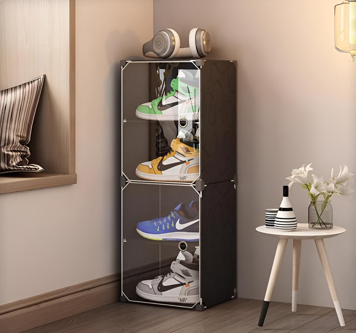 Rebrilliant Transparent Foldable Shoe Rack, Plastic Storage Shoe Rack ...