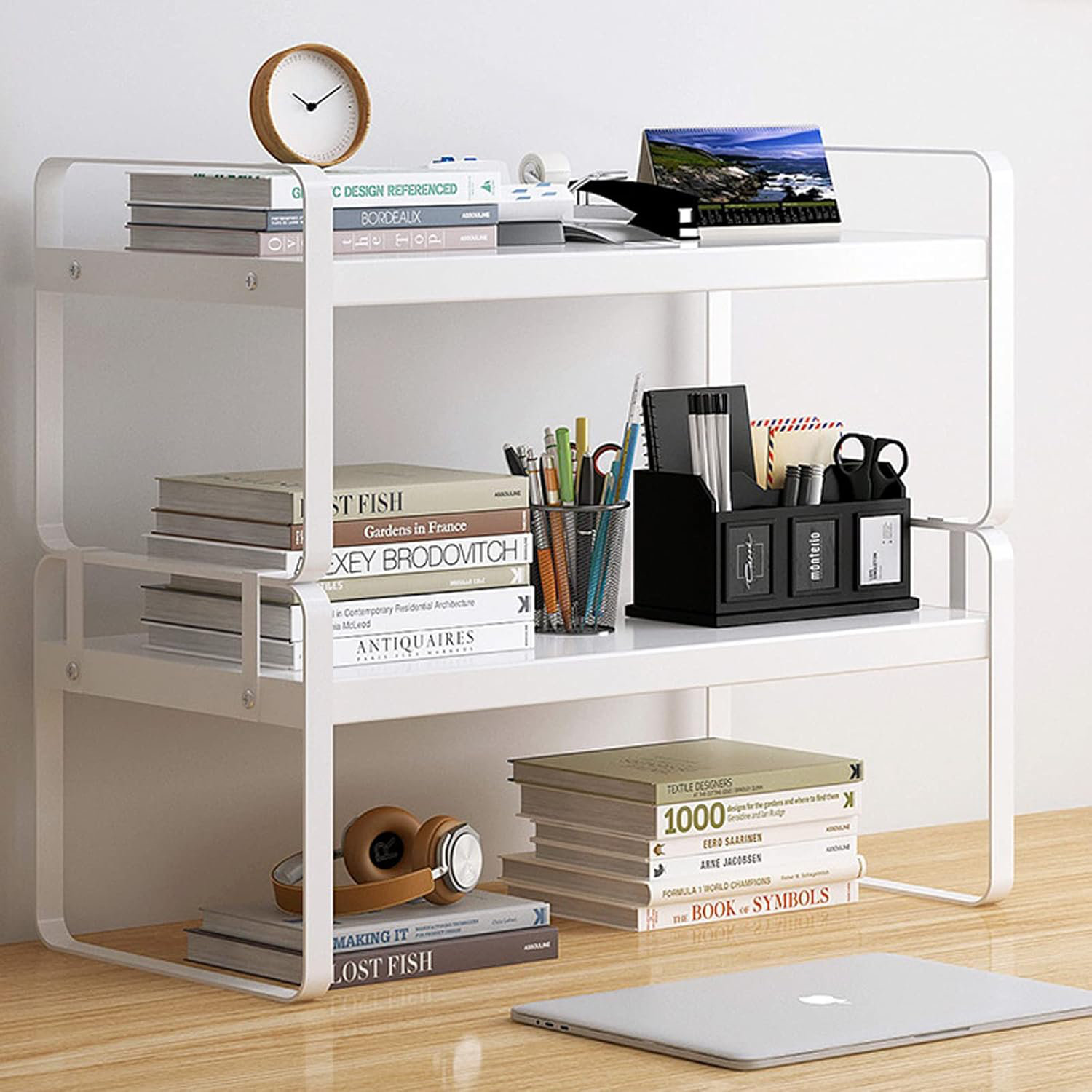 Ebern Designs Wooden Office Desk Shelf Organizer | Wayfair