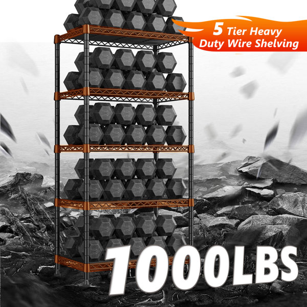 17 Stories 5-Tier Adjustable Shelving Unit, Heavy-Duty Metal Wire ...