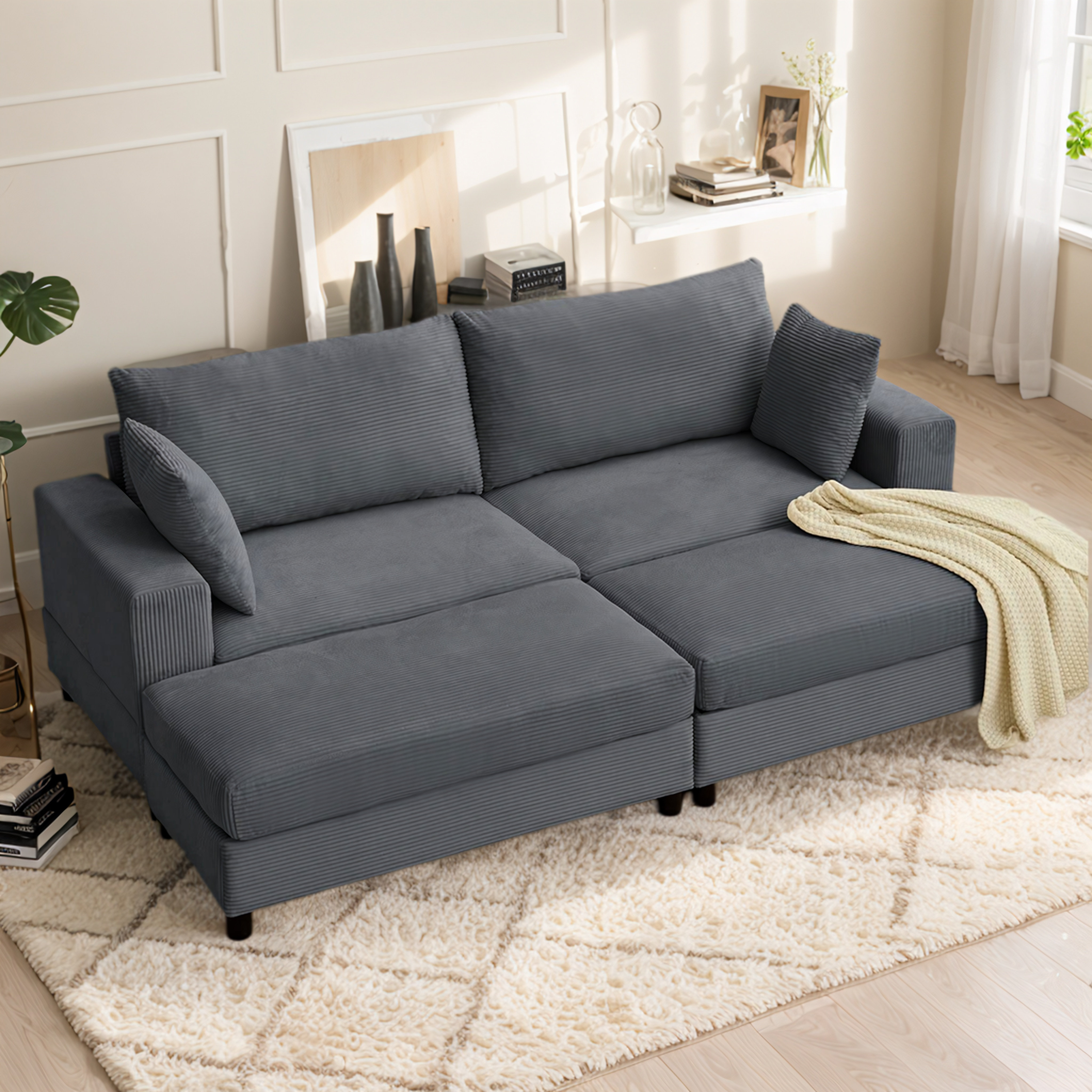 Latitude Run® Chaise Lounge Indoor, 86 "w Oversized Double Chaise ...