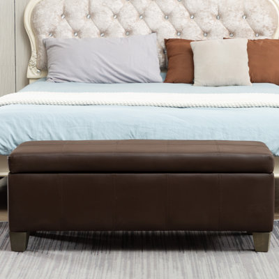 Latitude Run® 51 Inch Faux Leather Rectangle Large Storage Ottoman ...