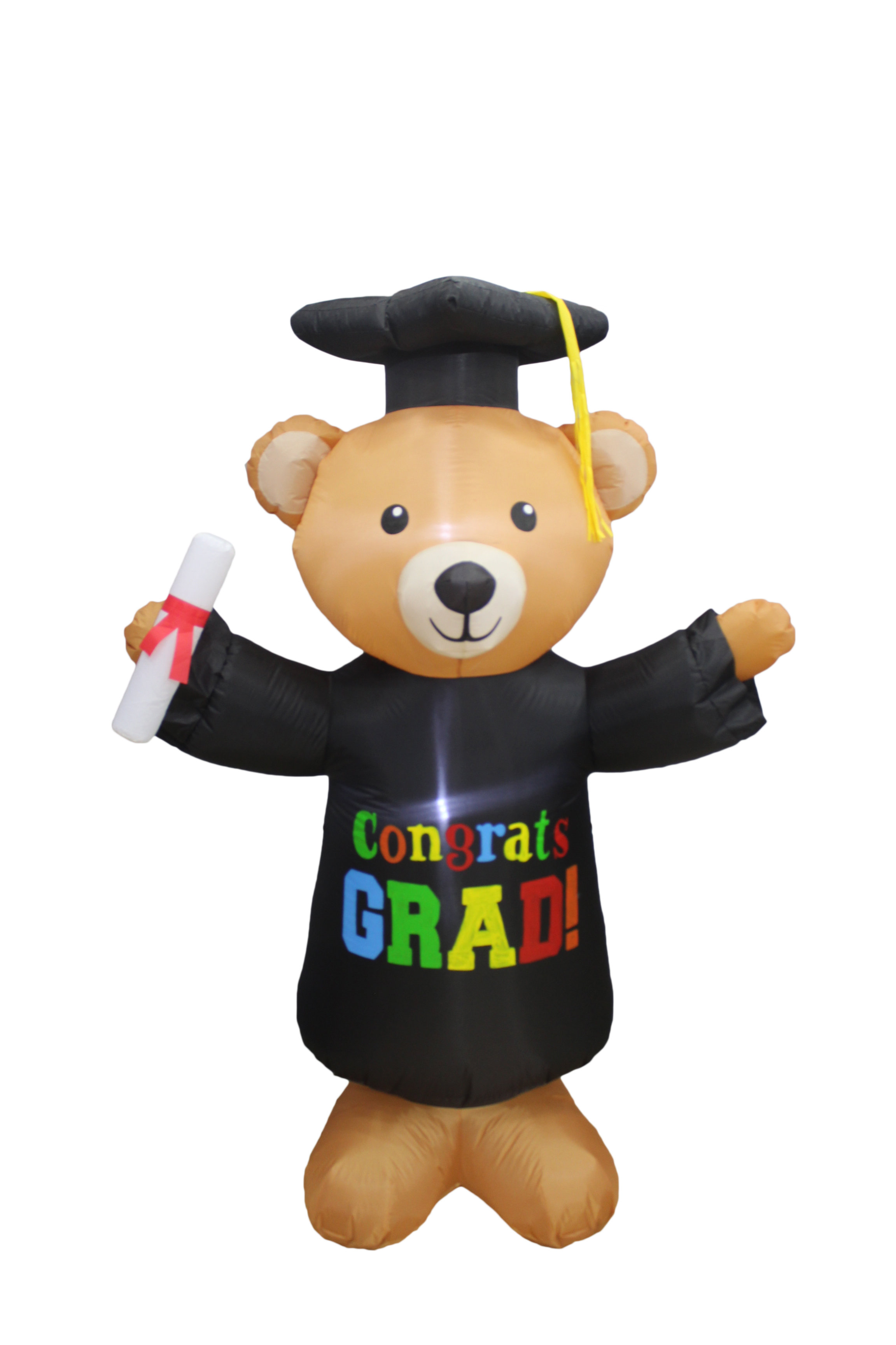 Trinx 6 Foot Tall Graduation Inflatable Brown Teddy Bear with Cap and ...