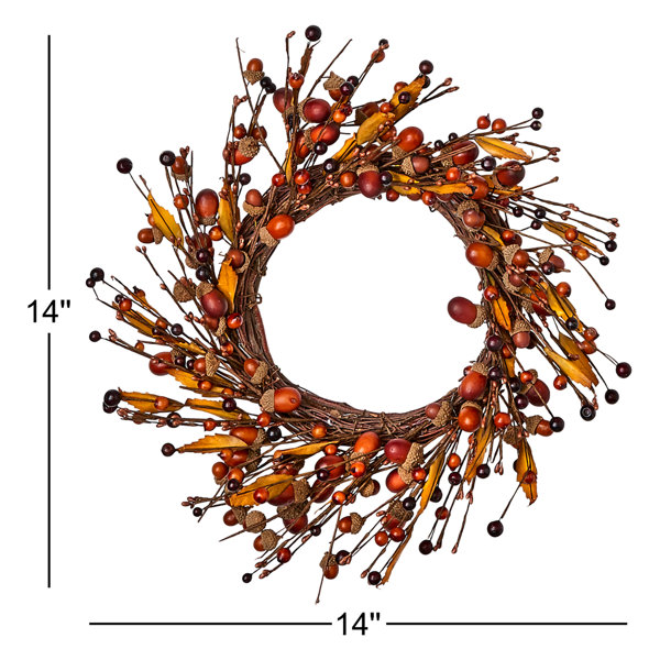 Charlton Home® 14" Fall Acorn & Leaf Wreath & Reviews | Joss & Main