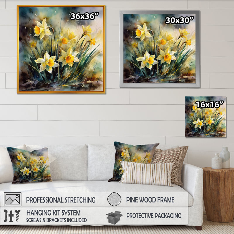 Red Barrel Studio® Roziya " Daffodils Elegance II " on Canvas | Wayfair