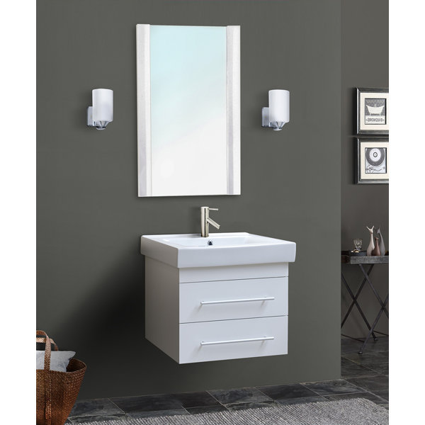 Wrought Studio™ Leota 24" Wall-Mounted Single Bathroom Vanity Set ...