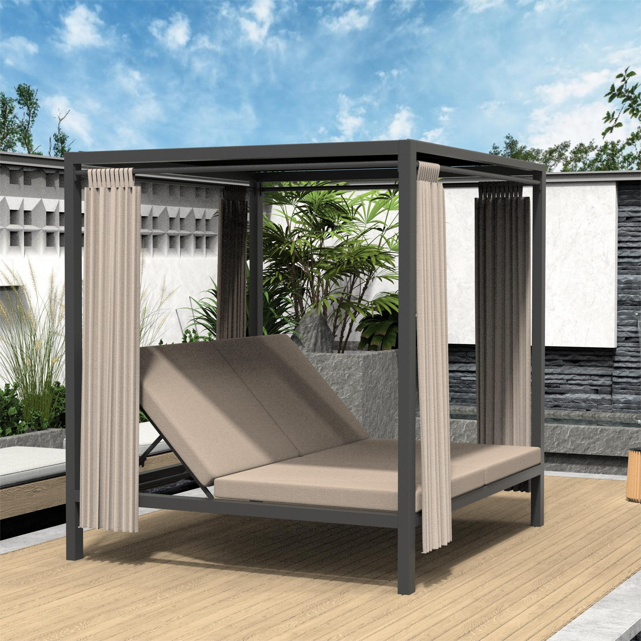 Arlmont & Co. Rakhia 74" Wide Outdoor Patio Daybed with Cushions ...