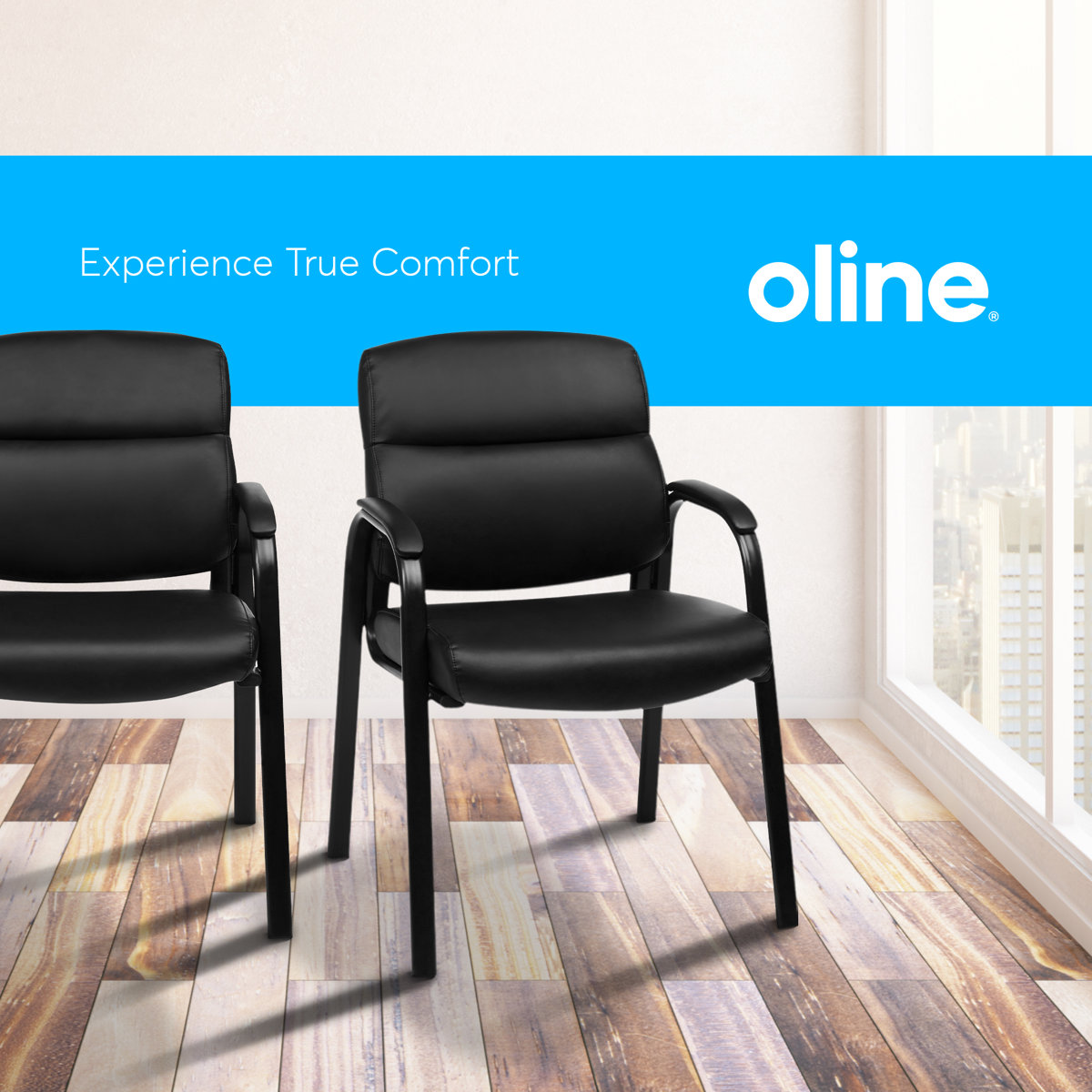 Oline Stackable Leather Seat Waiting Room Chair with Metal Frame ...