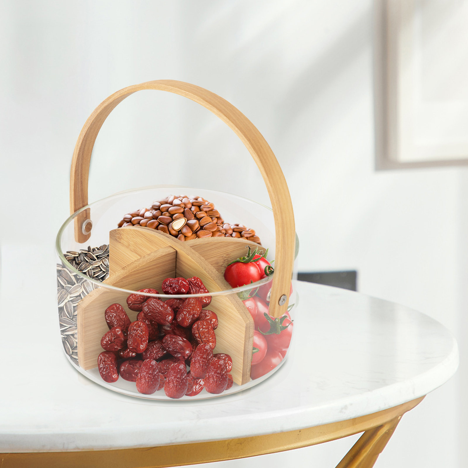 Latitude Run® Fruit Serving Bowl Nuts Dry Fruit Snack Tray with Divider ...