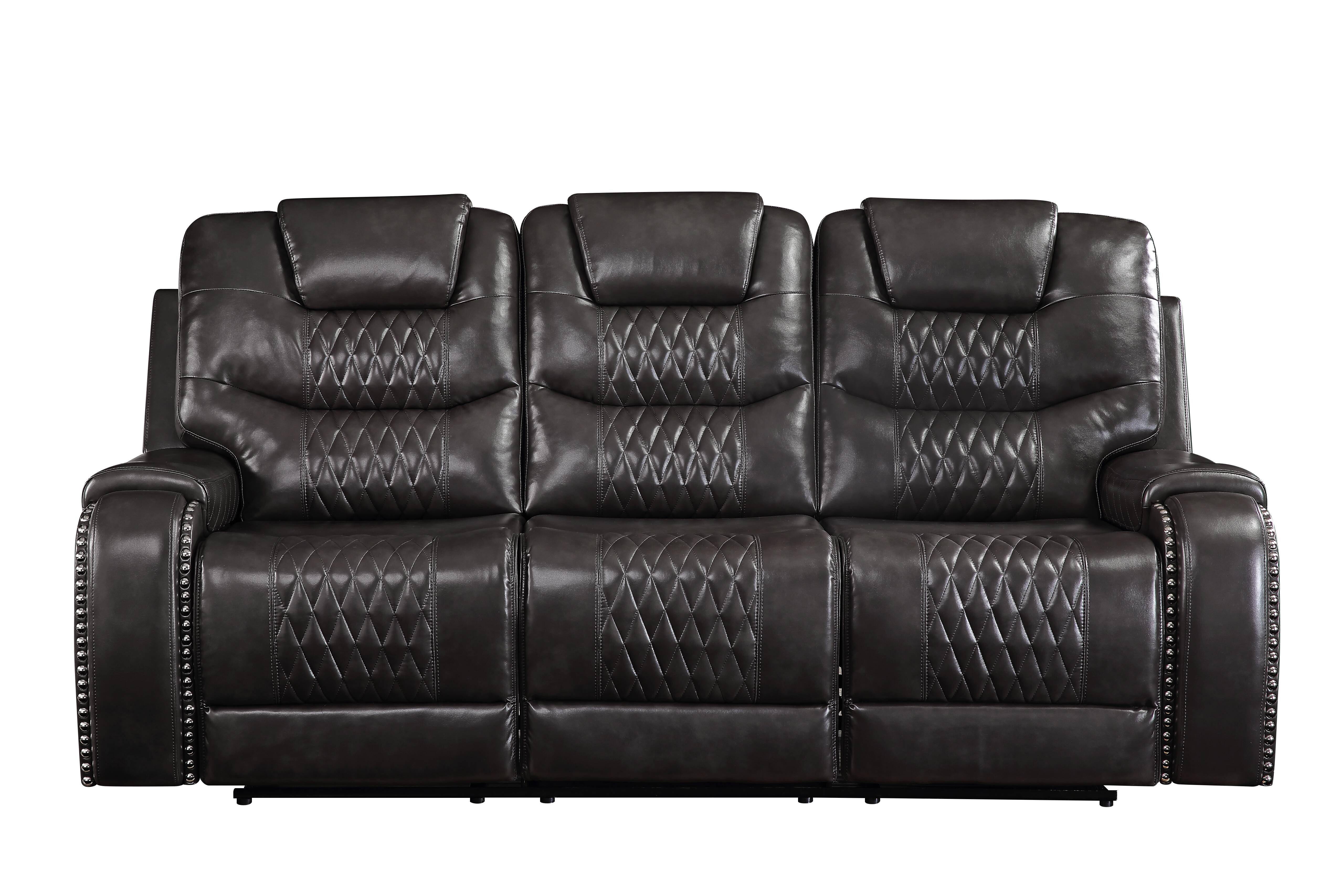Lark Manor™ Bodie Home Theater PU Leather Recliner Sofa with Console ...