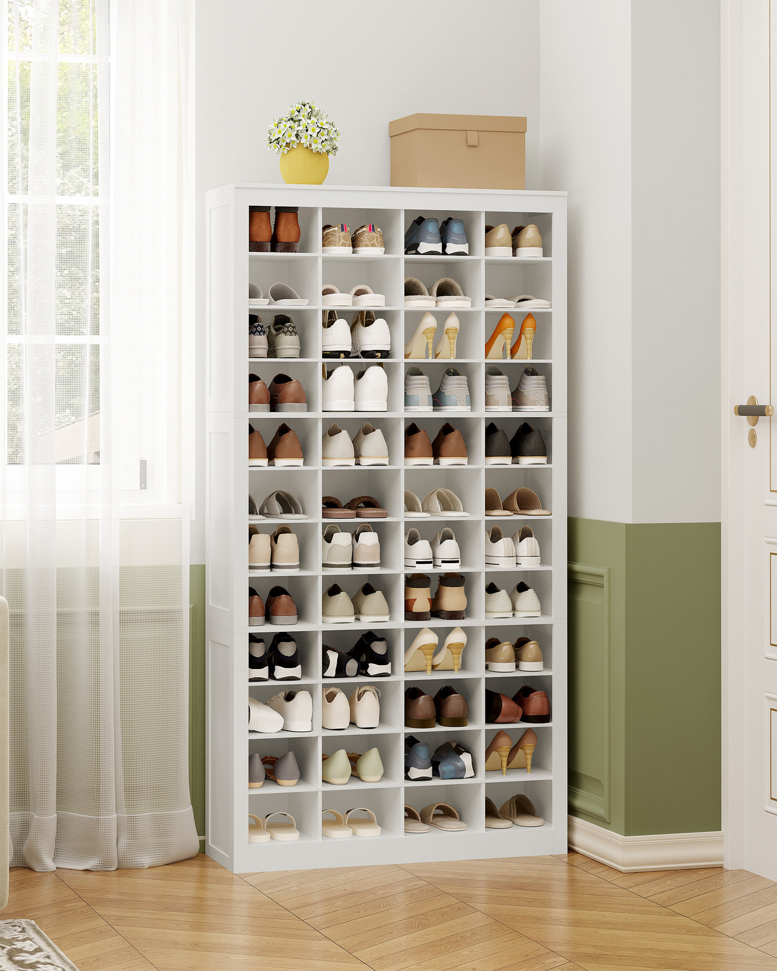 Latitude Run® 12-Tier Widen Shoe Storage Cabinet, Free Standing Closet ...