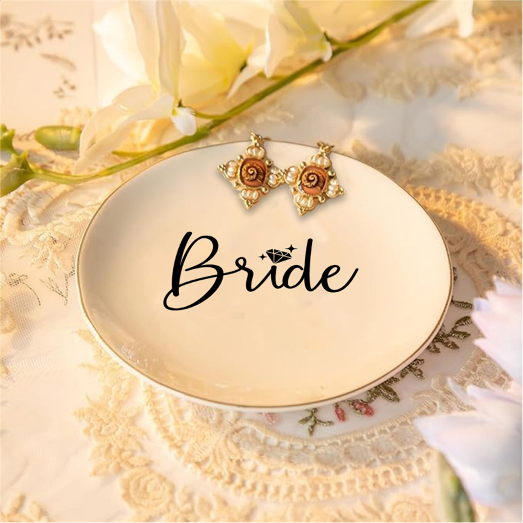 Ebern Designs Bride To Be Jewellery Trinket Tray Gift for Her Engaged ...