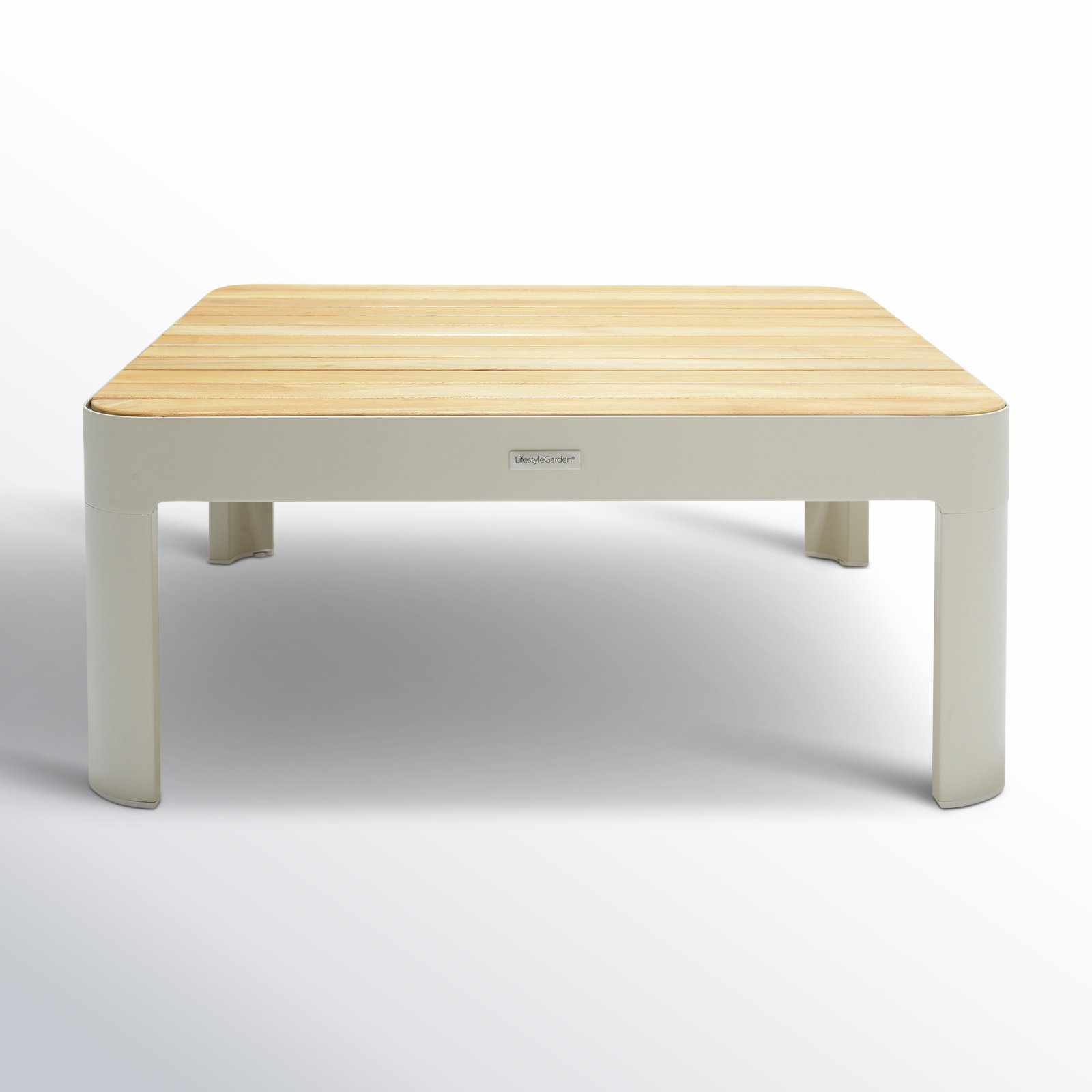George Oliver Brix Outdoor Square Coffee Table in Natural Teak Wood Top ...