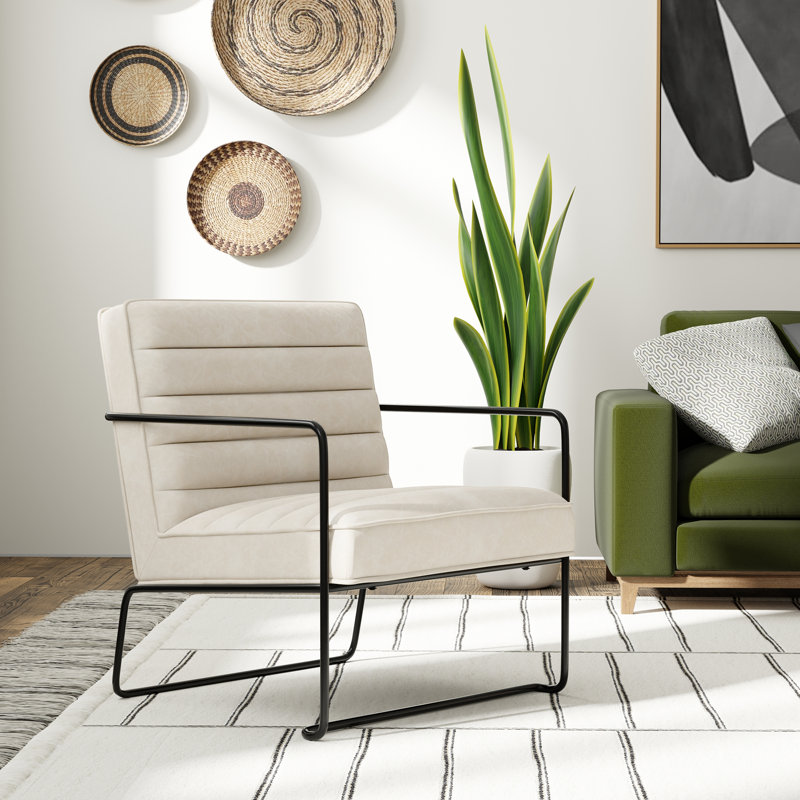 17 Stories Industrial Metal Accent Chair with Horizontal Channeling ...