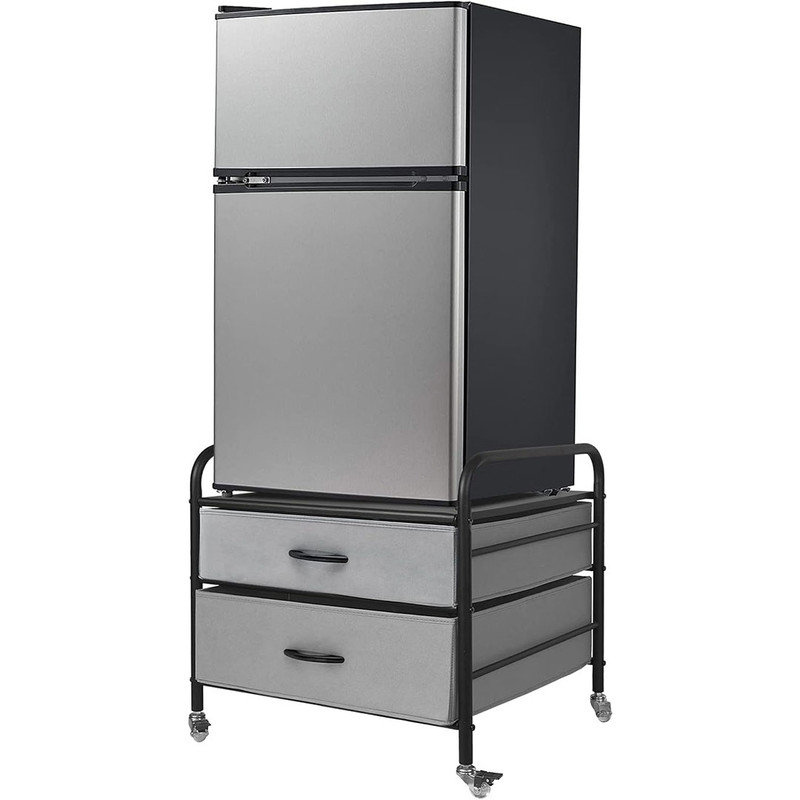 17 Stories Fridge Stand with Storage, 2 Drawer Fridge Cart, Organizer ...