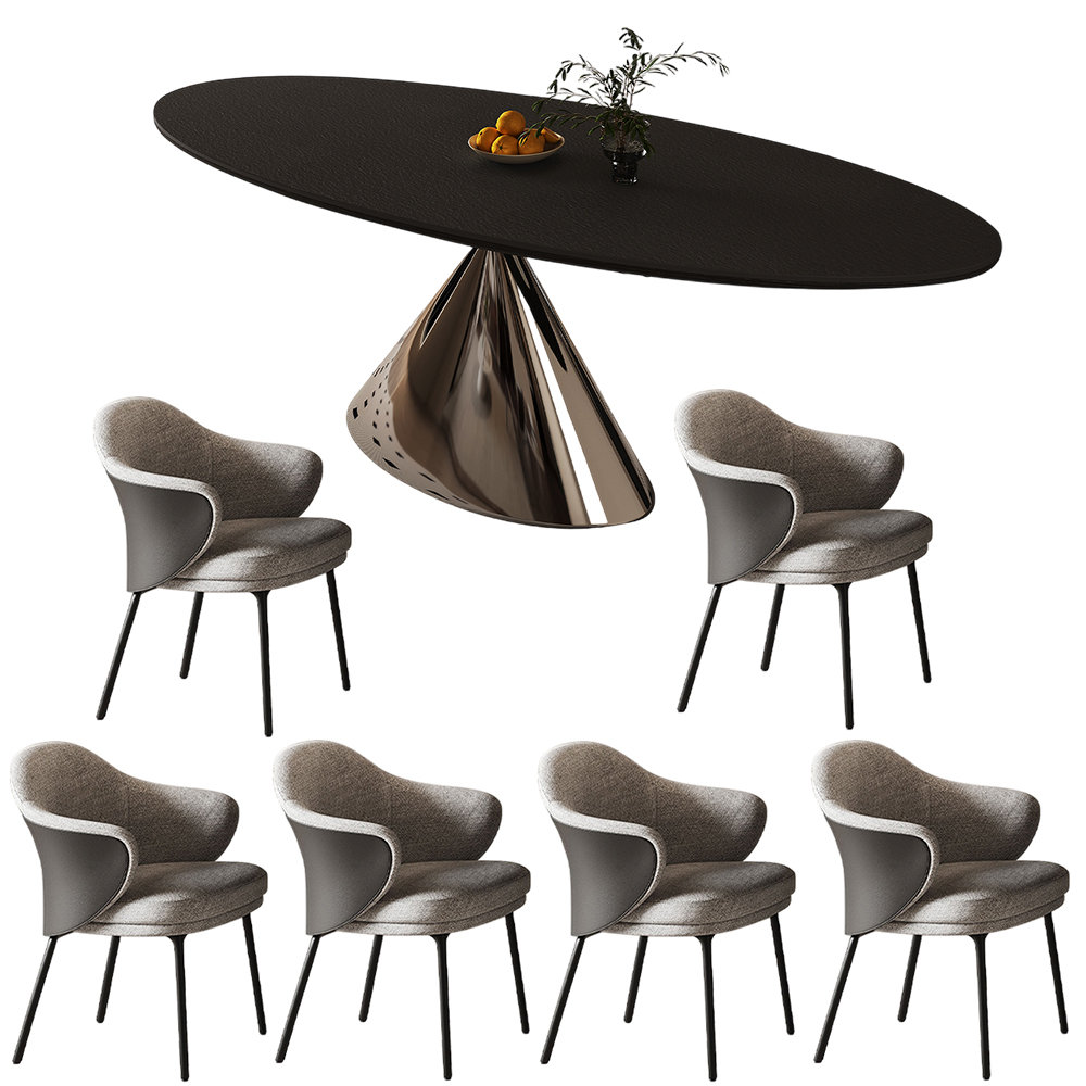 LABAORRY Italian style home oval dining table sets | Wayfair