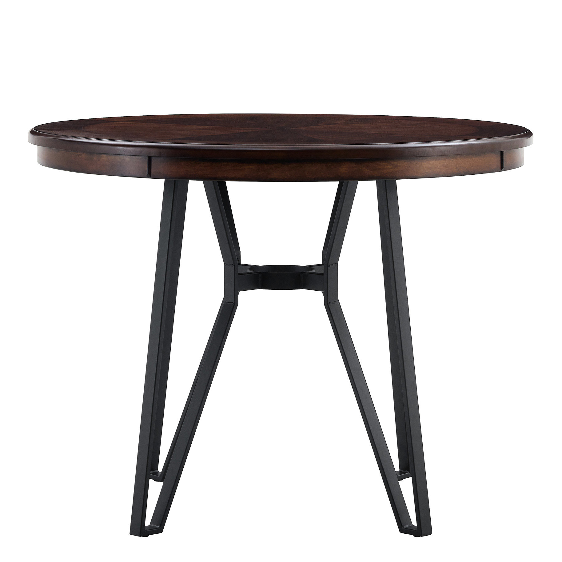 Corrigan Studio® Mid - Century Round Brown Bar Table, Four Metal Legs ...