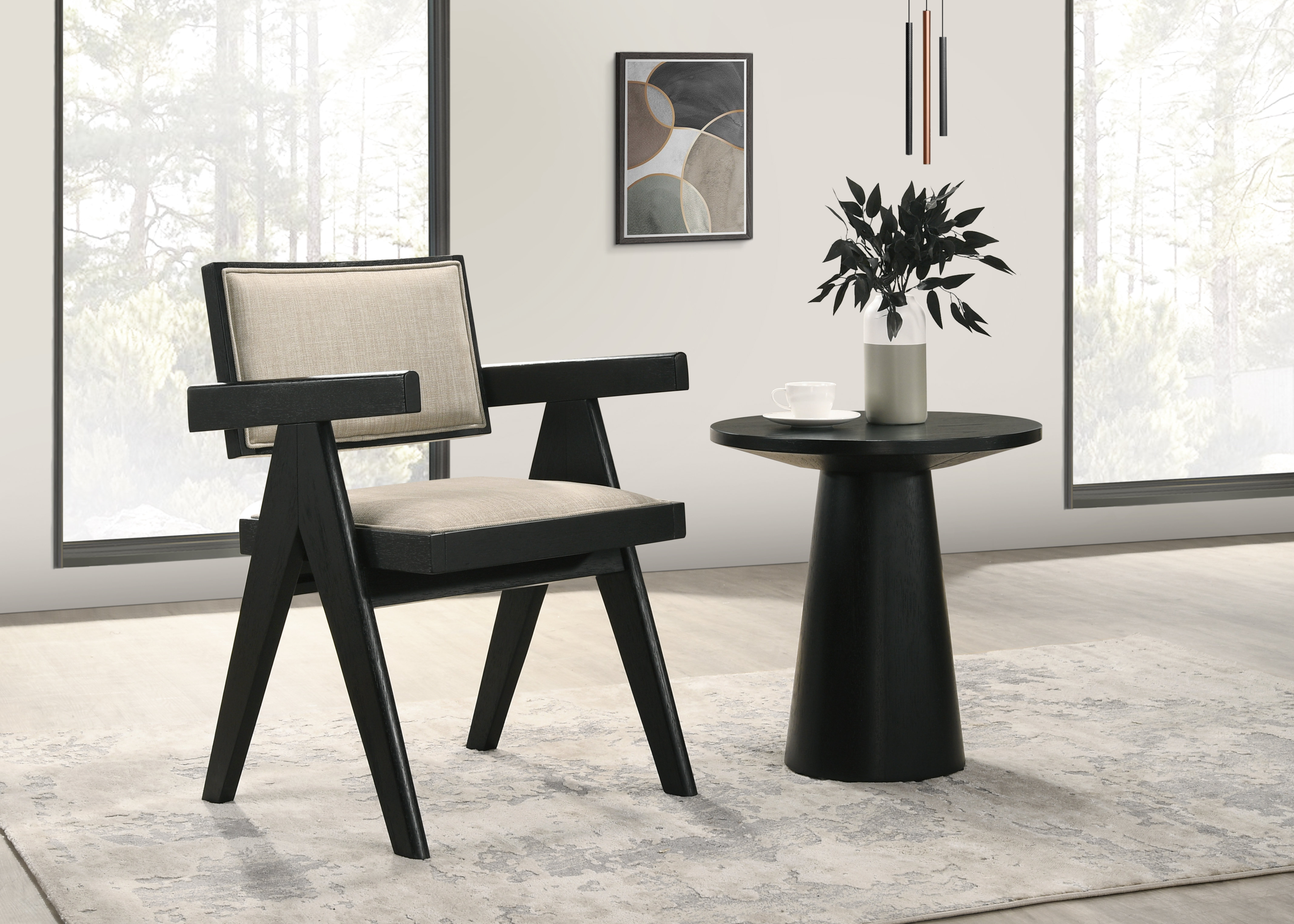 Lilola Home Jasper 21"W 3-Piece Ebony Black Arm Chairs and Console ...