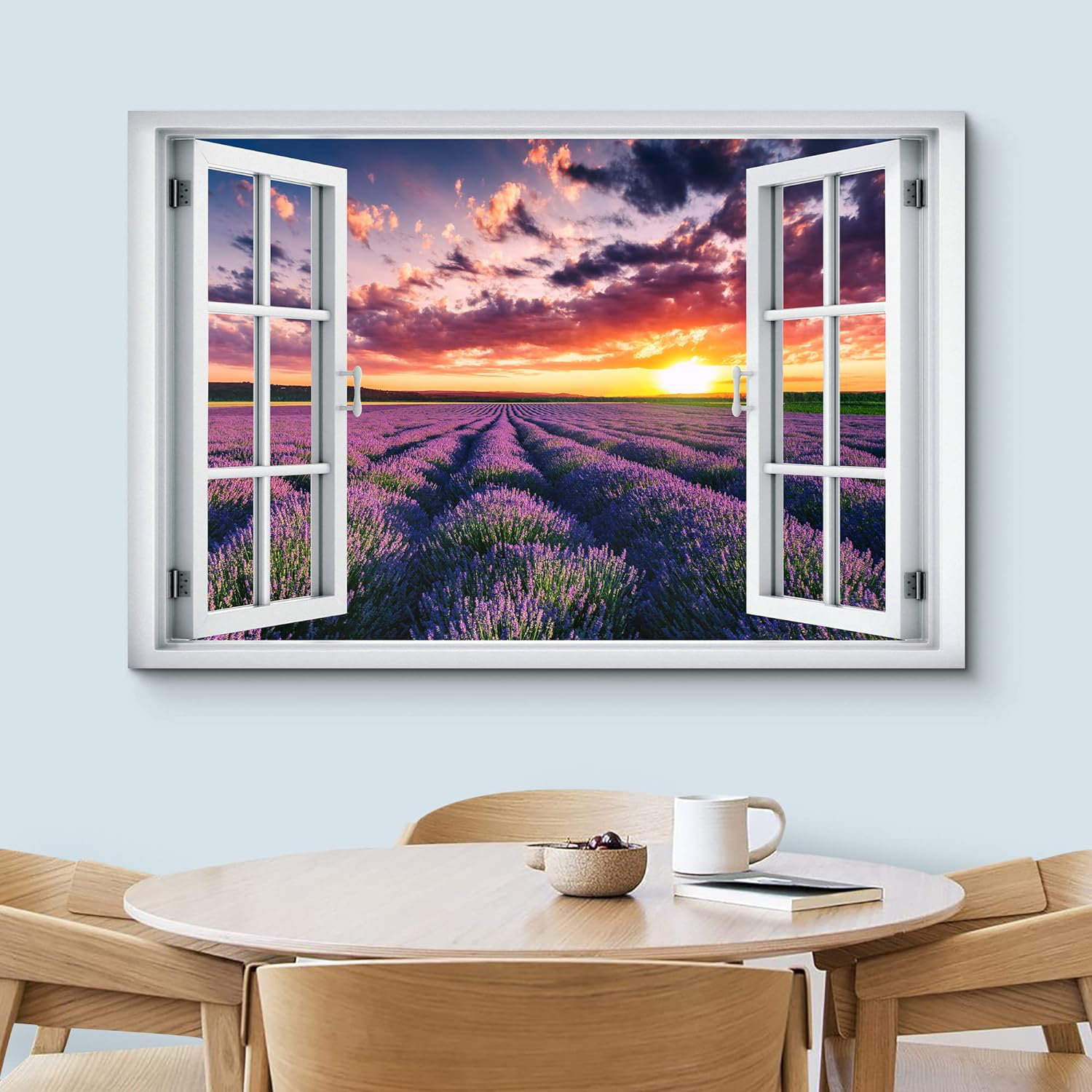 IDEA4WALL Window Scenery " Window View Neon Sunset Lavender Flower ...